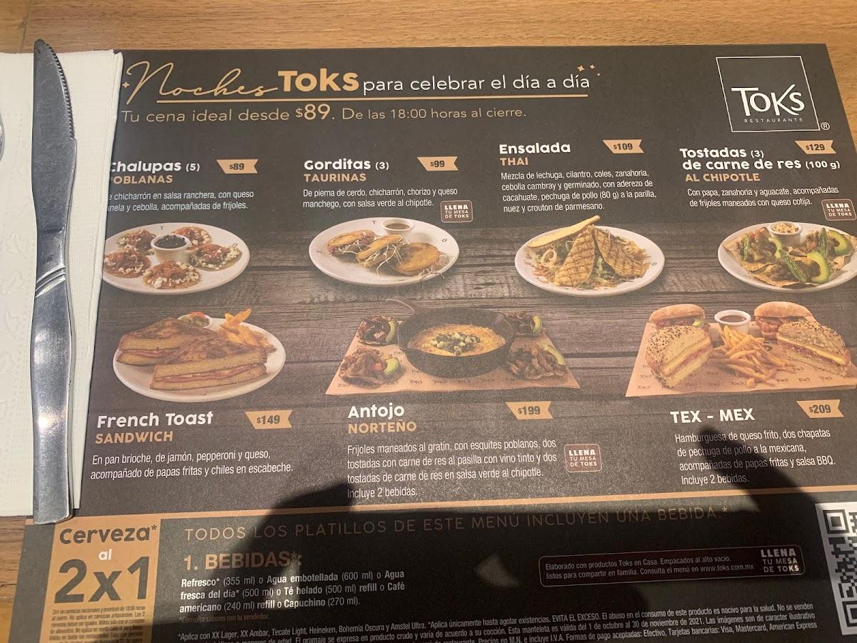 Carta del restaurante Toks Mitras, Monterrey, Avenida Ruiz Cortinez