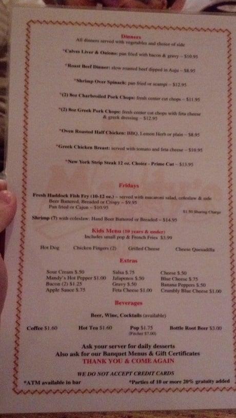 Menu at Mandy's Cafe, Buffalo