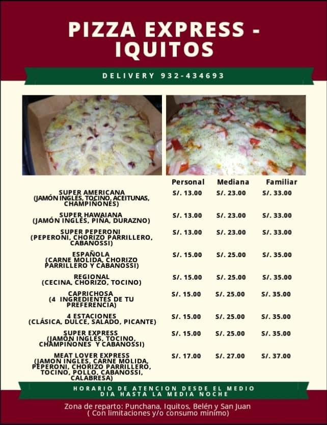 Menu at Pizza Express - Iquitos pizzeria, Iquitos