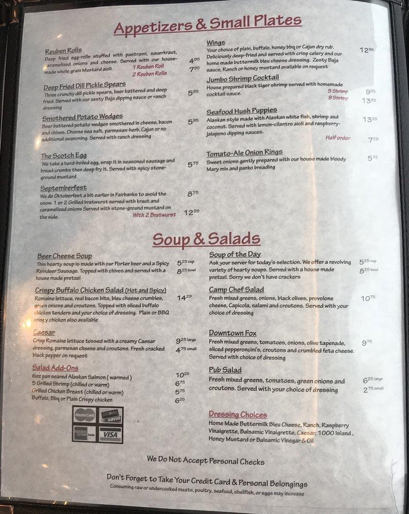 Menu at Silver Gulch Brewing & Bottling pub & bar, Anchorage, Ted ...