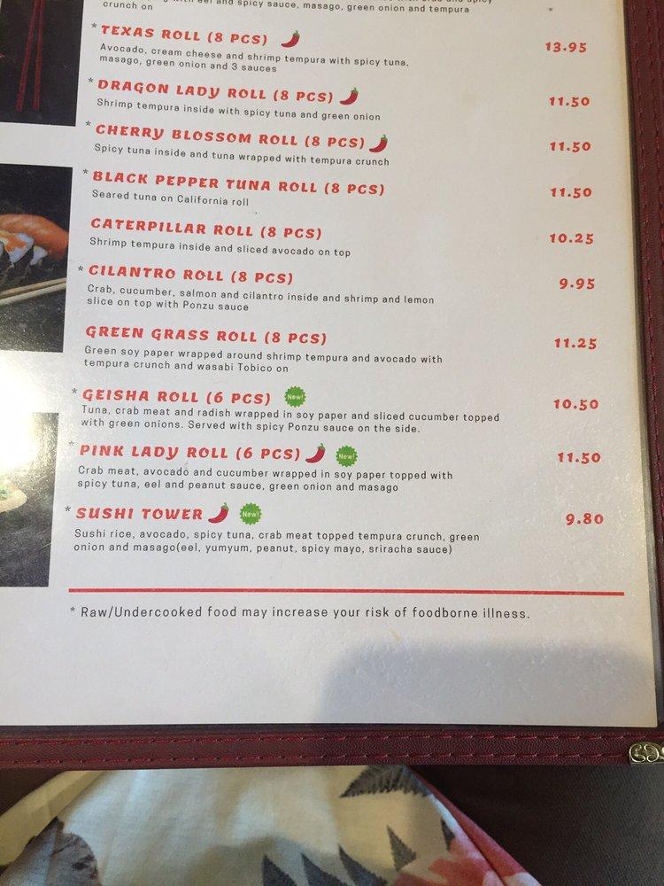 Menu at Sushi Ro restaurant, Prattville