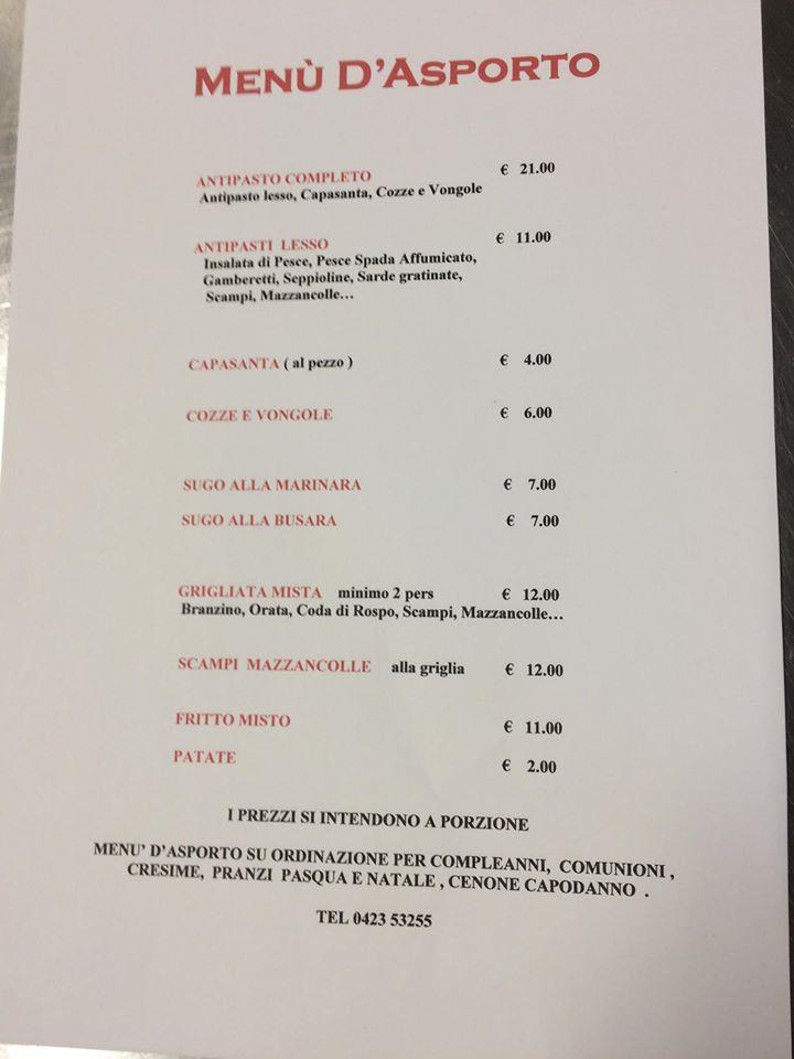 Menu da Trattoria al Ponte ristorante, Paderno del Grappa
