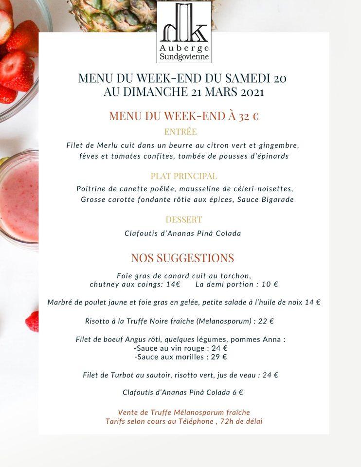 Menu au Auberge Sundgovienne restaurant, Carspach
