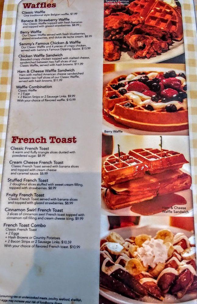 Menu at Sammy's Stackhouse restaurant, Orange