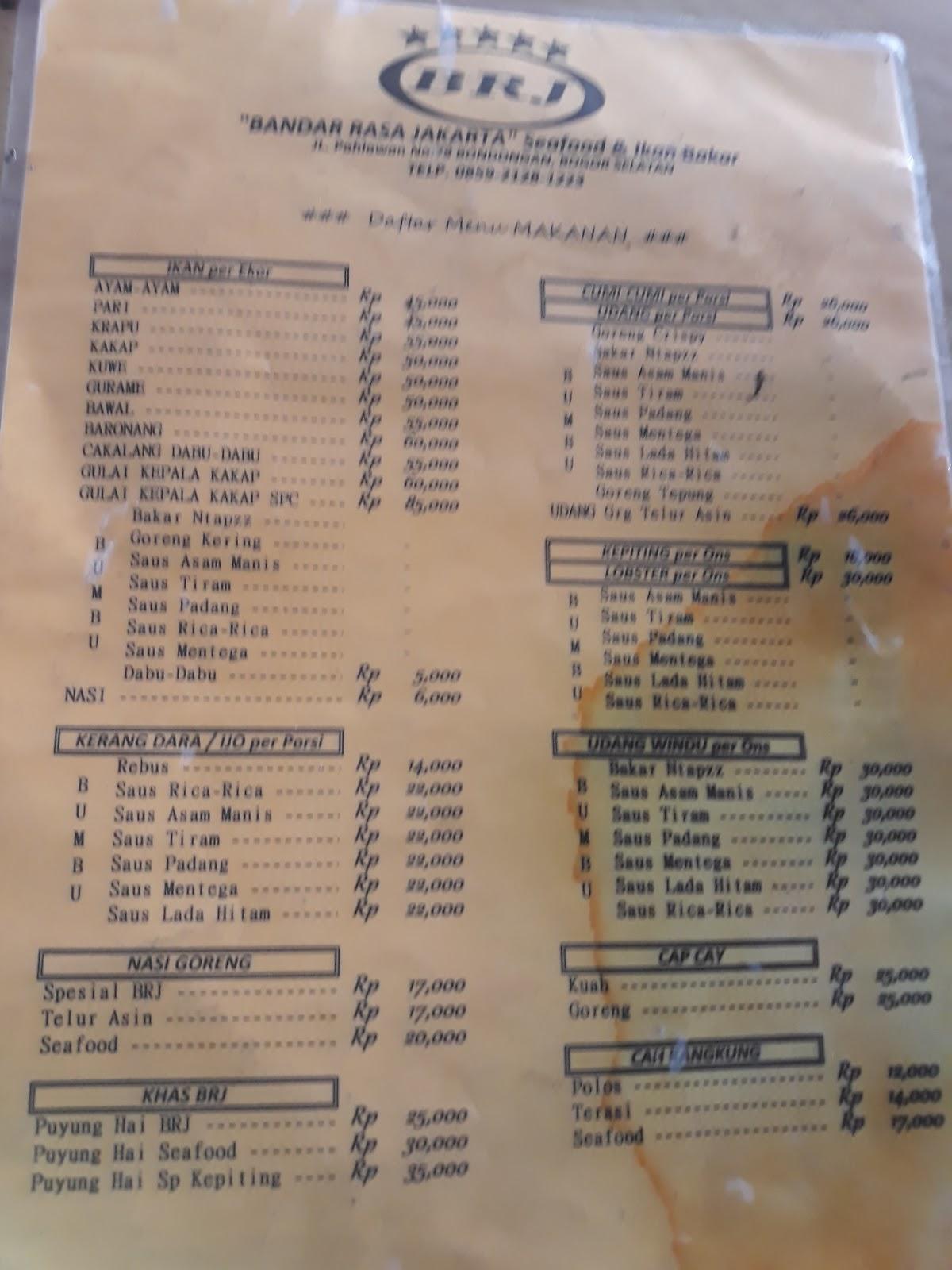 Menu at THE GEMBUS restaurant, Bogor