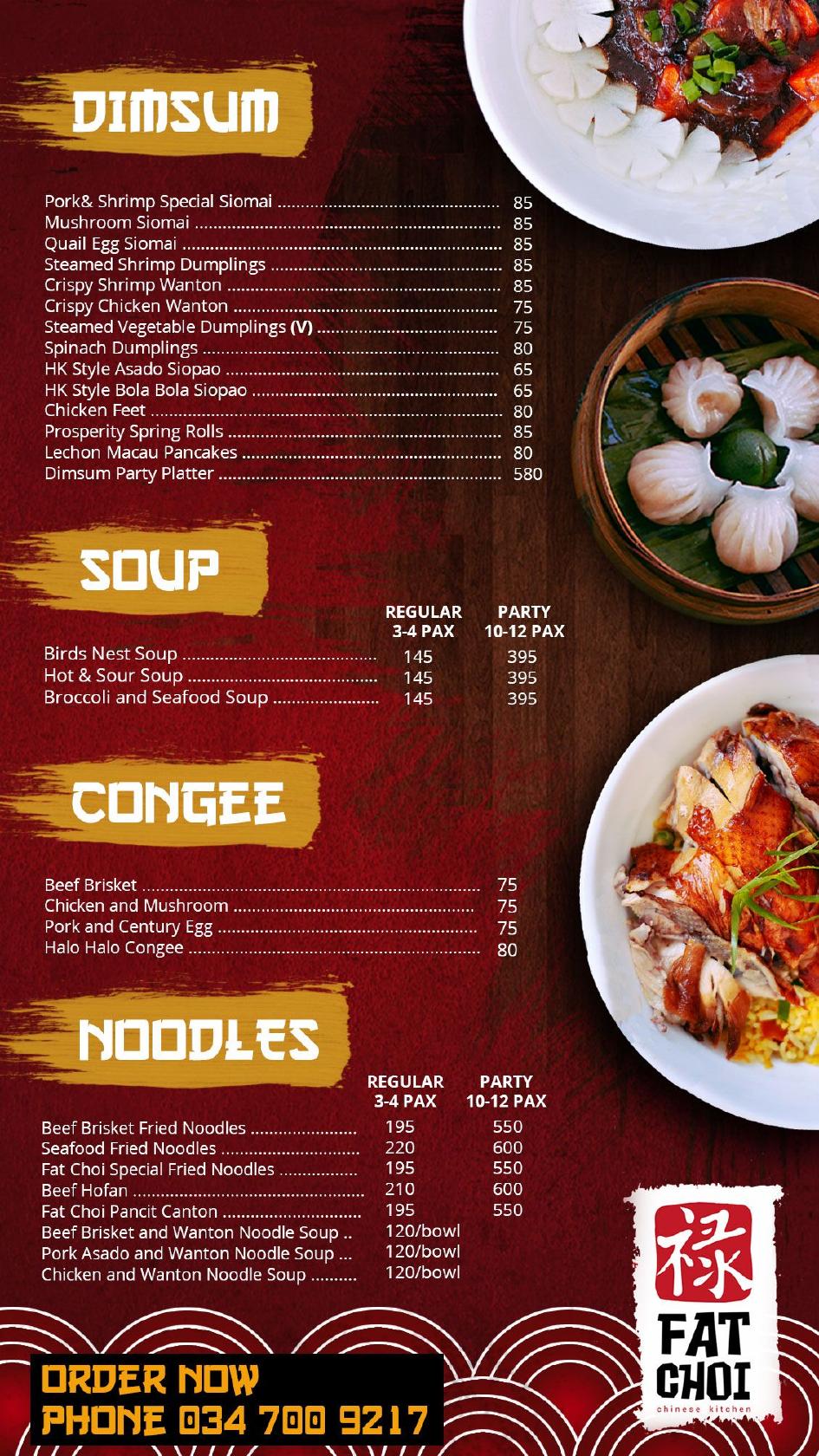 Menu at Fat Choi Chinese Kitchen restaurant, Bacolod, Art District