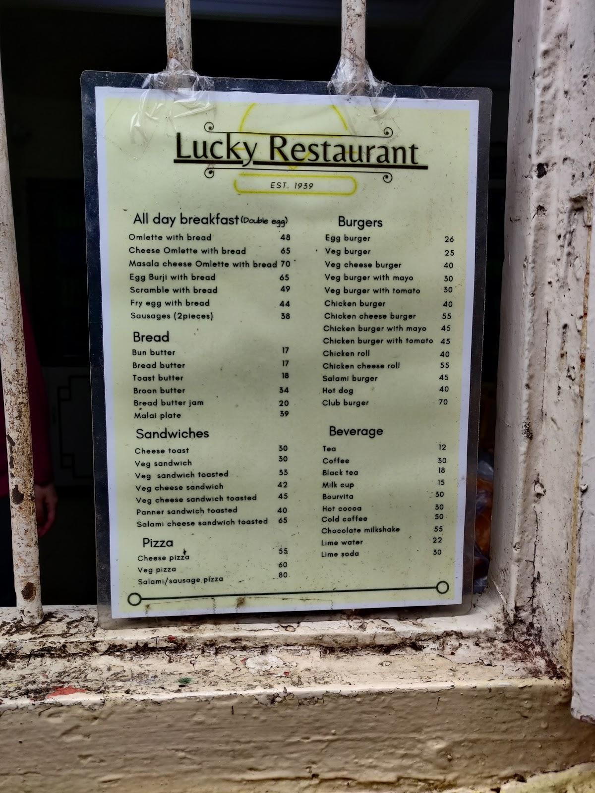 Menu at Lucky Cafe And Bakery, Panchgani