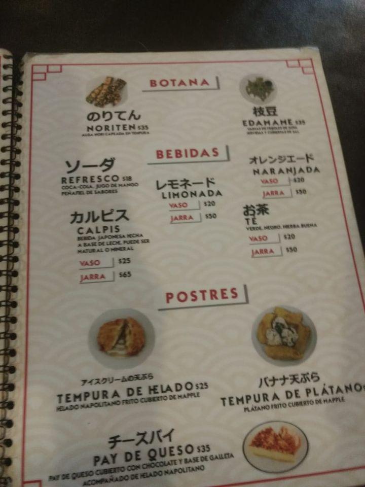 Carta de Restaurante Tsuru, Santiago de Querétaro