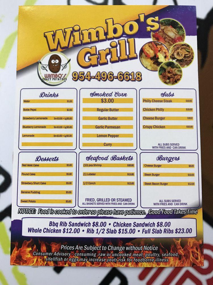 Menu at Wimbos Crazy Potatoes BBQ, Lauderhill