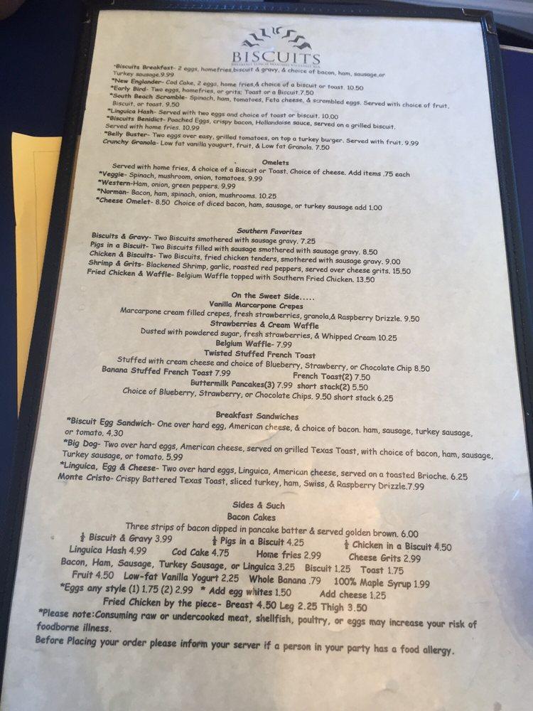 Menu at Biscuits restaurant, Oak Bluffs