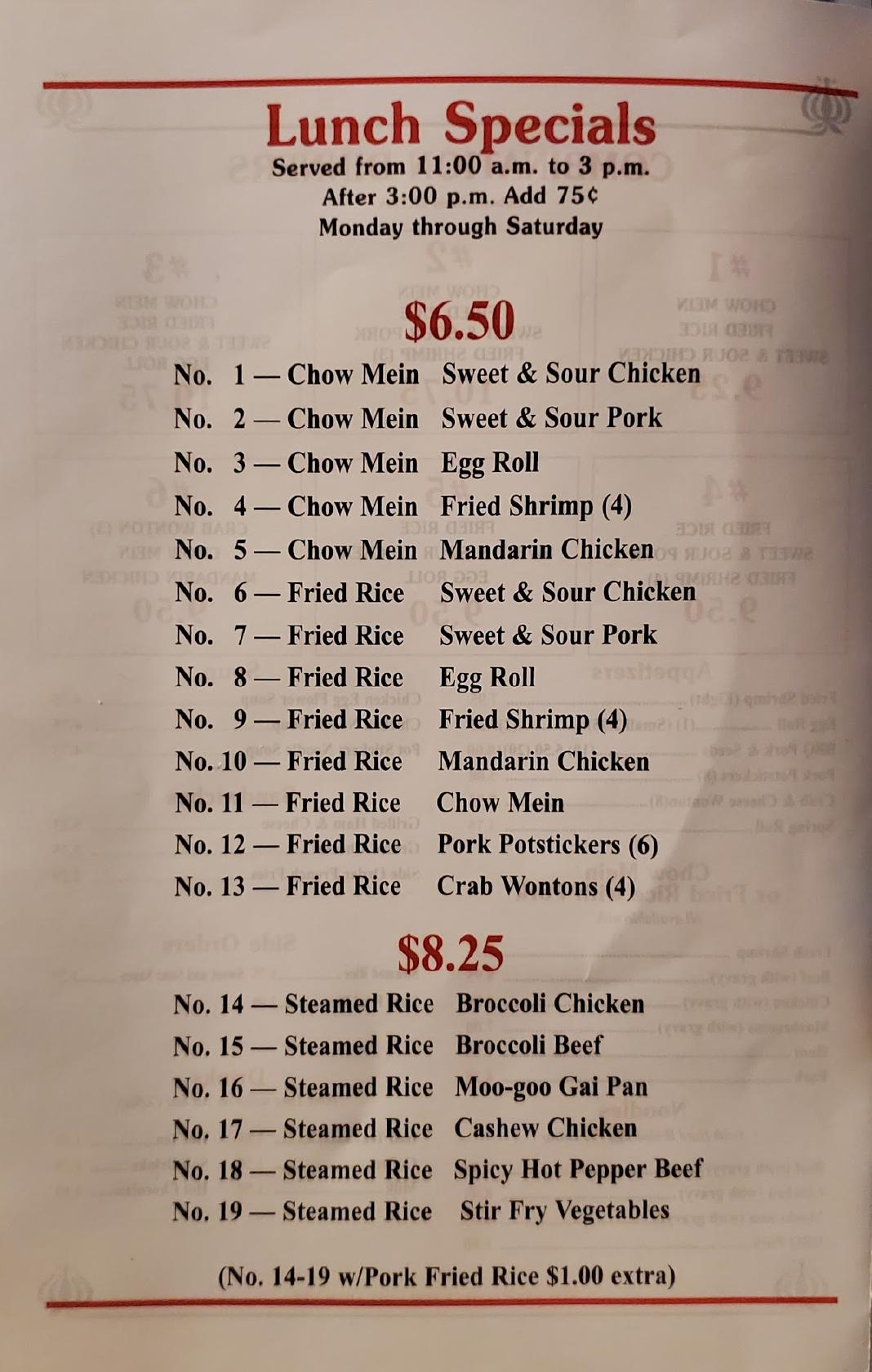 Menu at New Star Restaurant, Rigby, 207 Stockham Boulevard