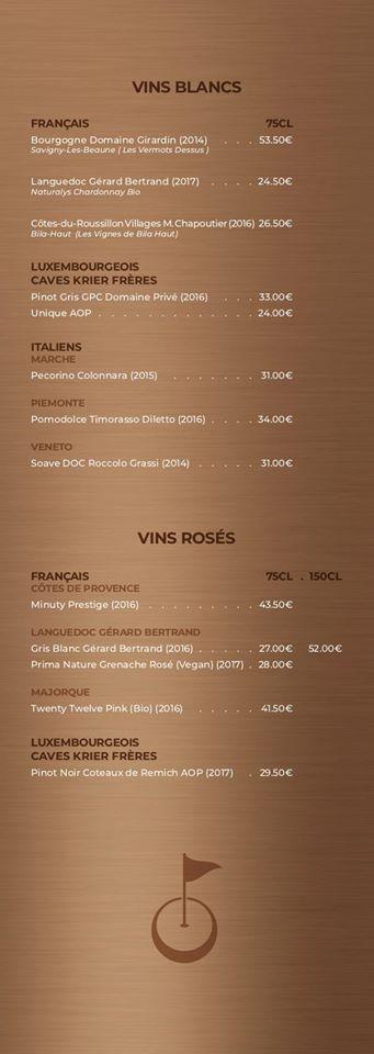 Menu at Score Restaurant, Luxembourg City