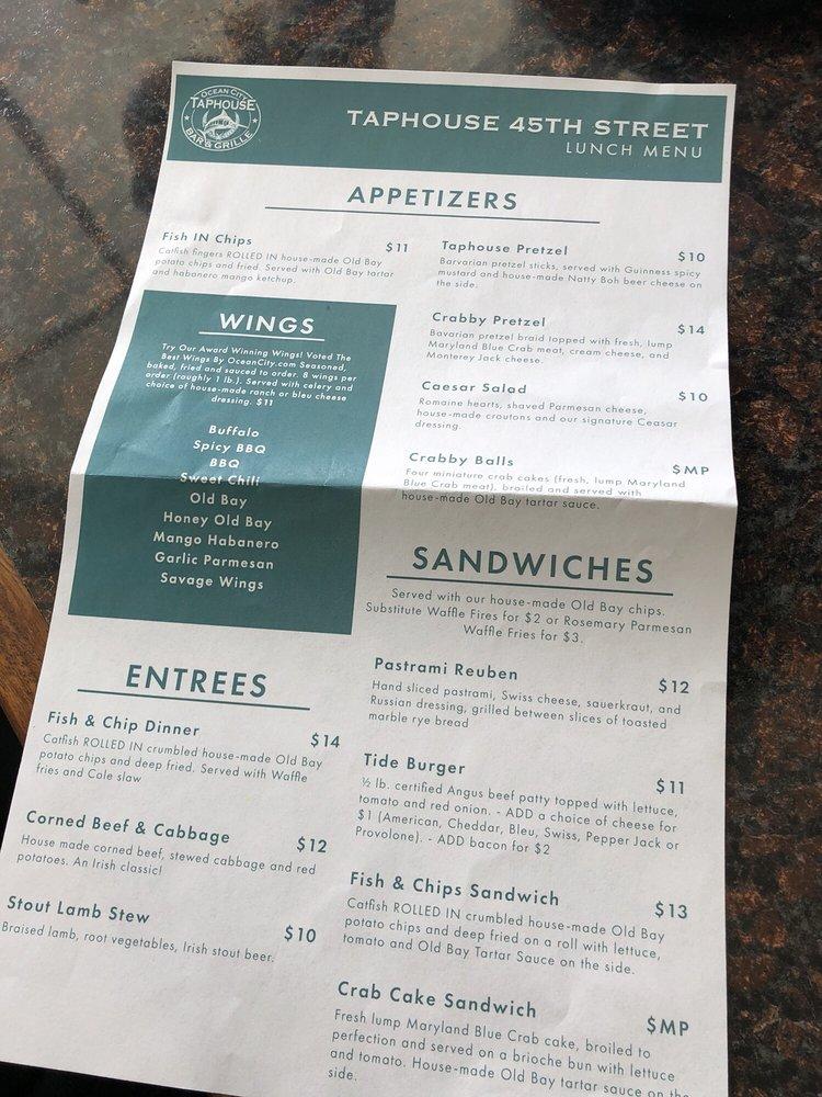 Menu at 45th Street Taphouse Bar & Grille, Ocean City