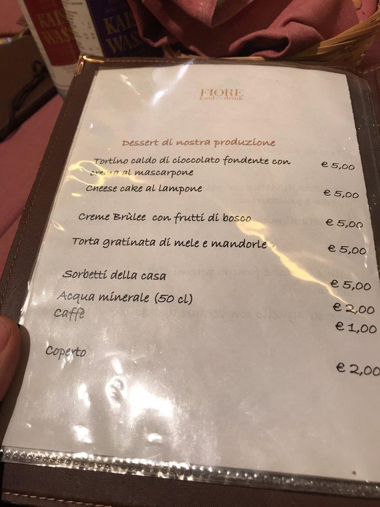 Menu da Fiore Food & Drink caffè bar, Milano