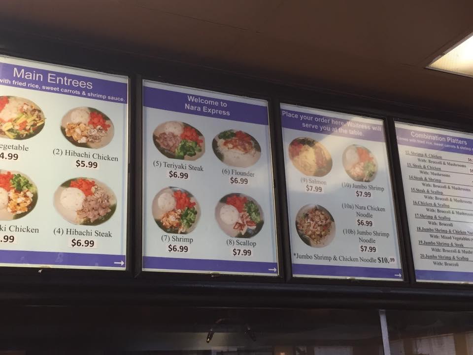 Menu at Nara Express restaurant, Lenoir