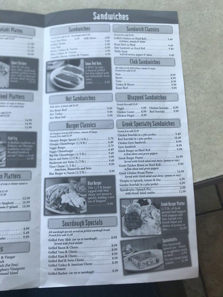 Menu at Olympic Restaurant, Cheektowaga