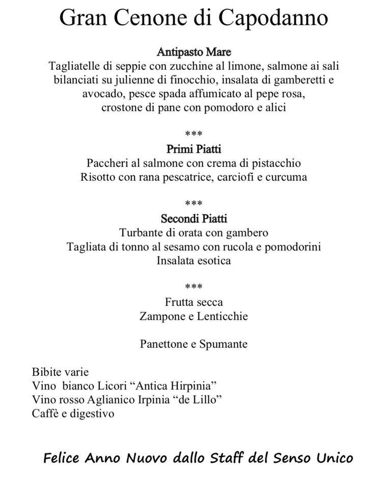Menu da Ristorante Pizzeria Senso Unico, Marsicovetere