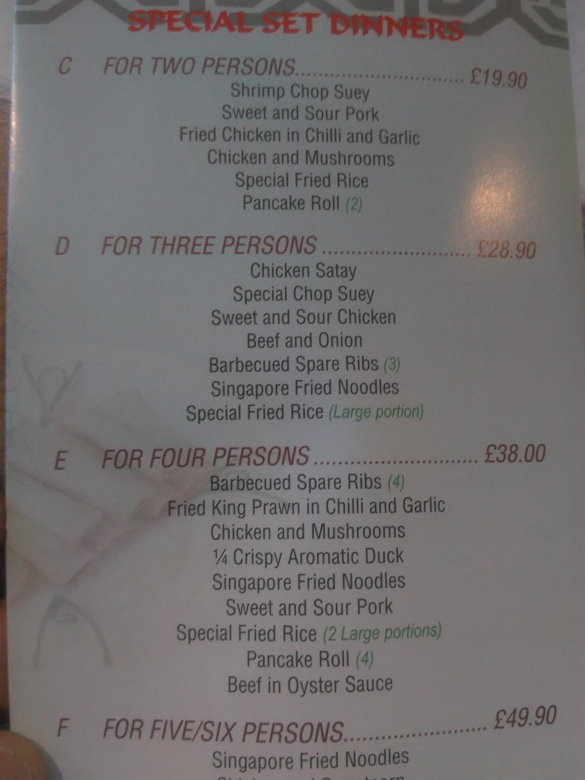 Menu at Sun Luck fast food, Wisbech