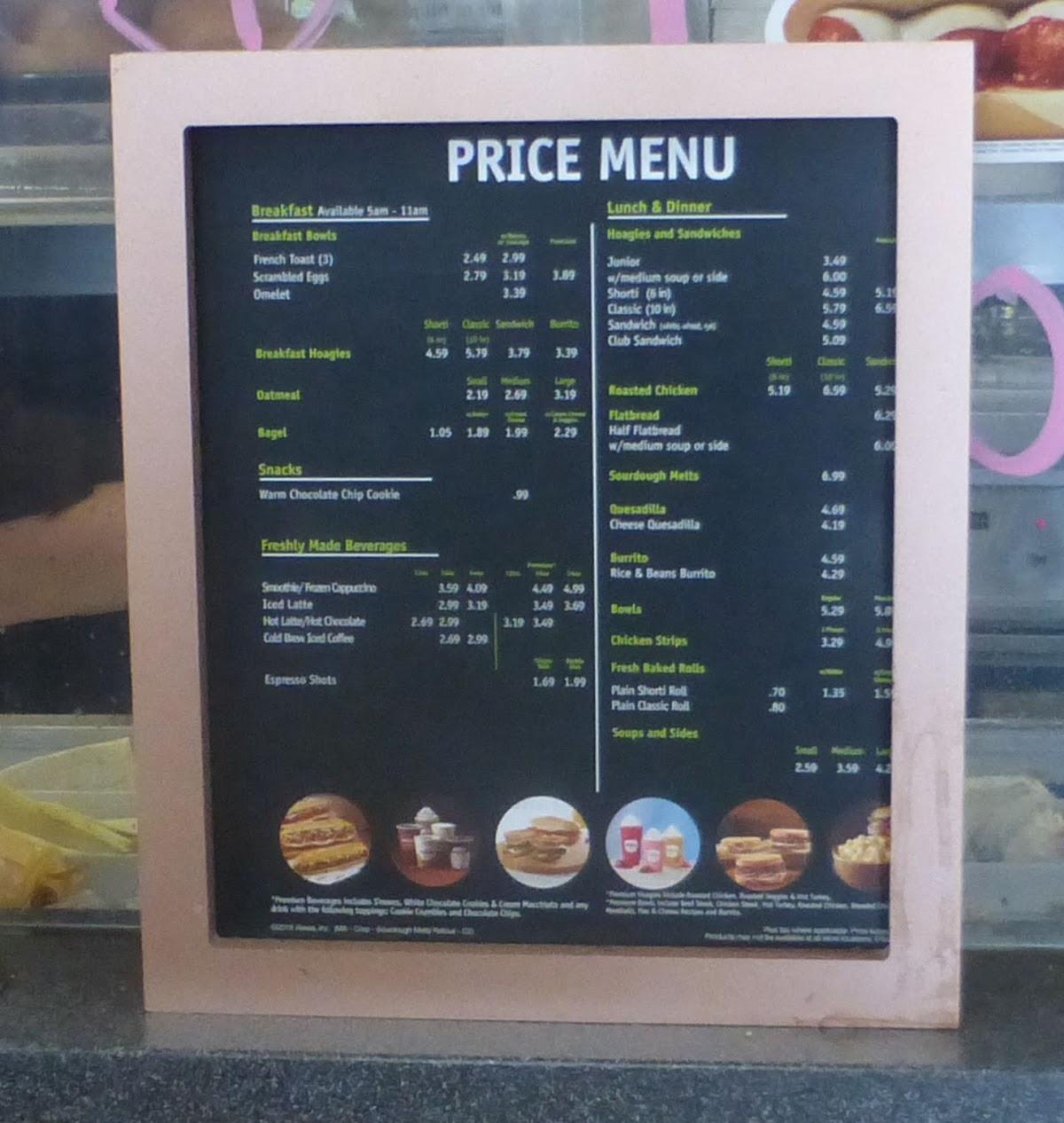 Menu at Wawa restaurant, Marshalls Creek, Milford Rd
