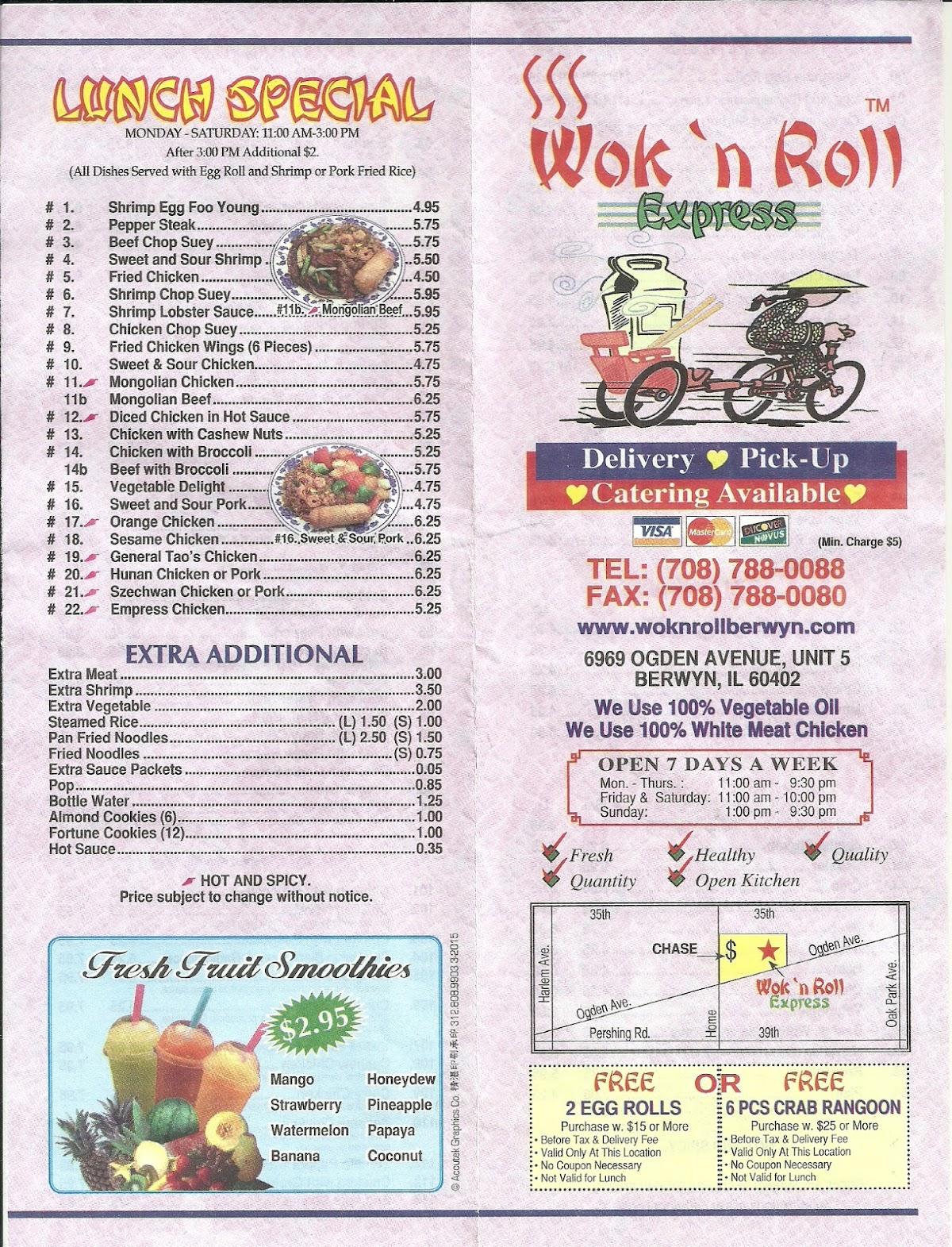 Menu at Wok N Roll Express restaurant, Berwyn, Ogden Ave #5