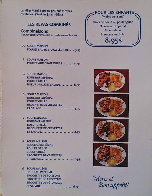 Menu au Chez Papa D'asie restaurant, Terrebonne