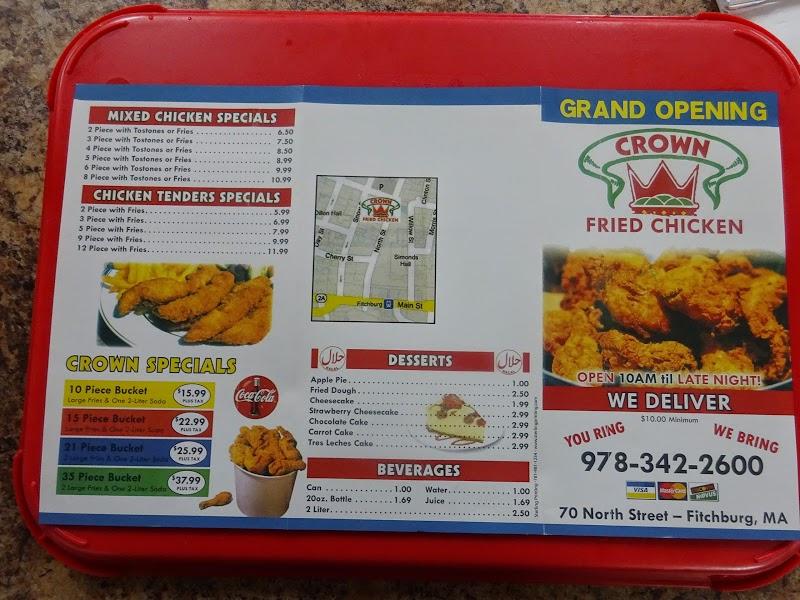Menu at Crown Fried Chicken restaurant, Fitchburg, 70 North St