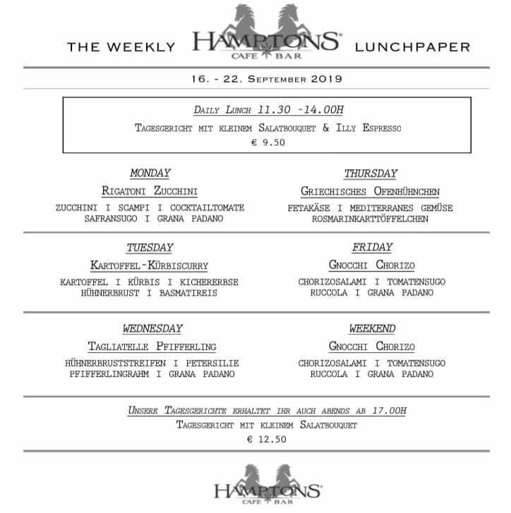 Menu at Hamptons pub & bar, Memmingen