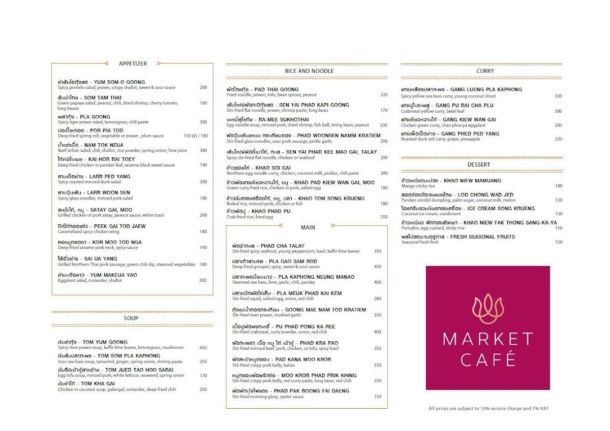 Menu at Market Café restaurant, Bangkok, 4th Floor
