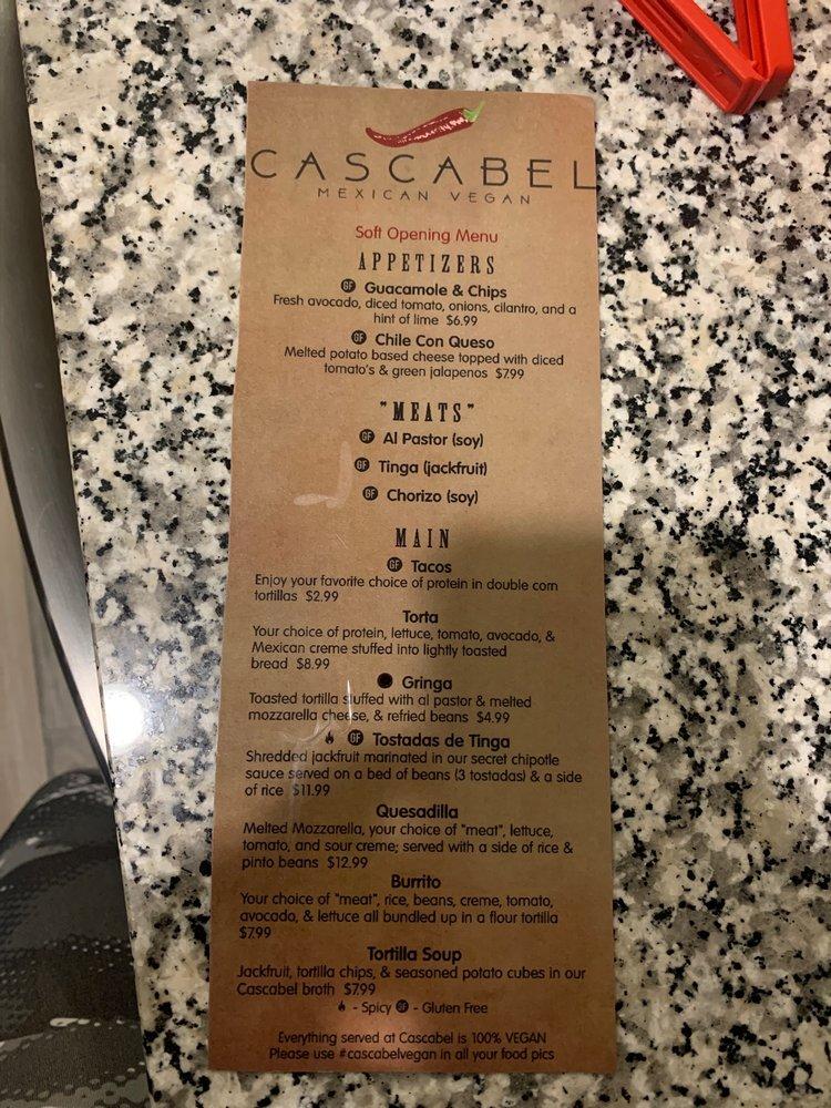 Menu at Cascabel restaurant, Houston
