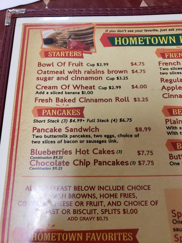 Menu at Hometown Café cafe, Reno