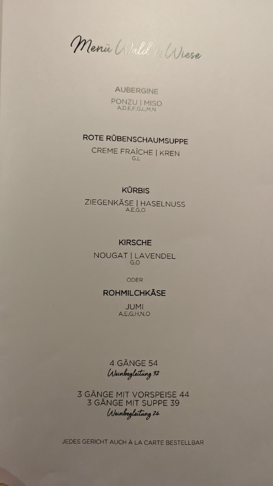 Menu at Pauli Restaurant Brasserie Bar, Vienna