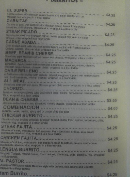 Menu at El Taco Express restaurant, Springfield, 647 W Centennial Blvd