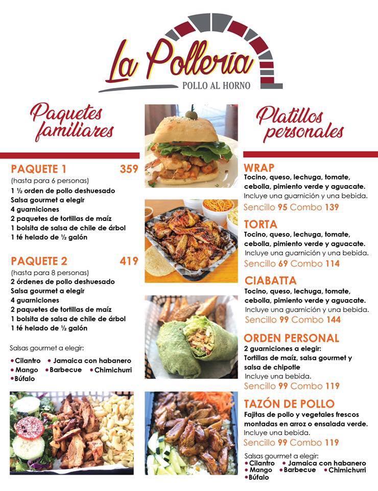 Menu at La Polleria Pollo Al Horno restaurant, Mexicali, Prof.ª ...