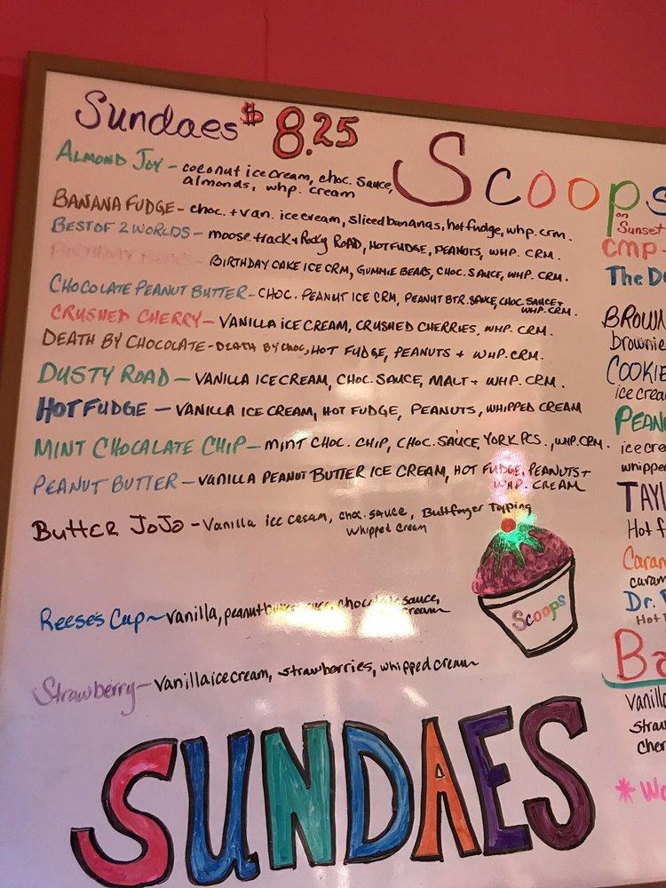Menu at Scoops on Sunset, West Cape May