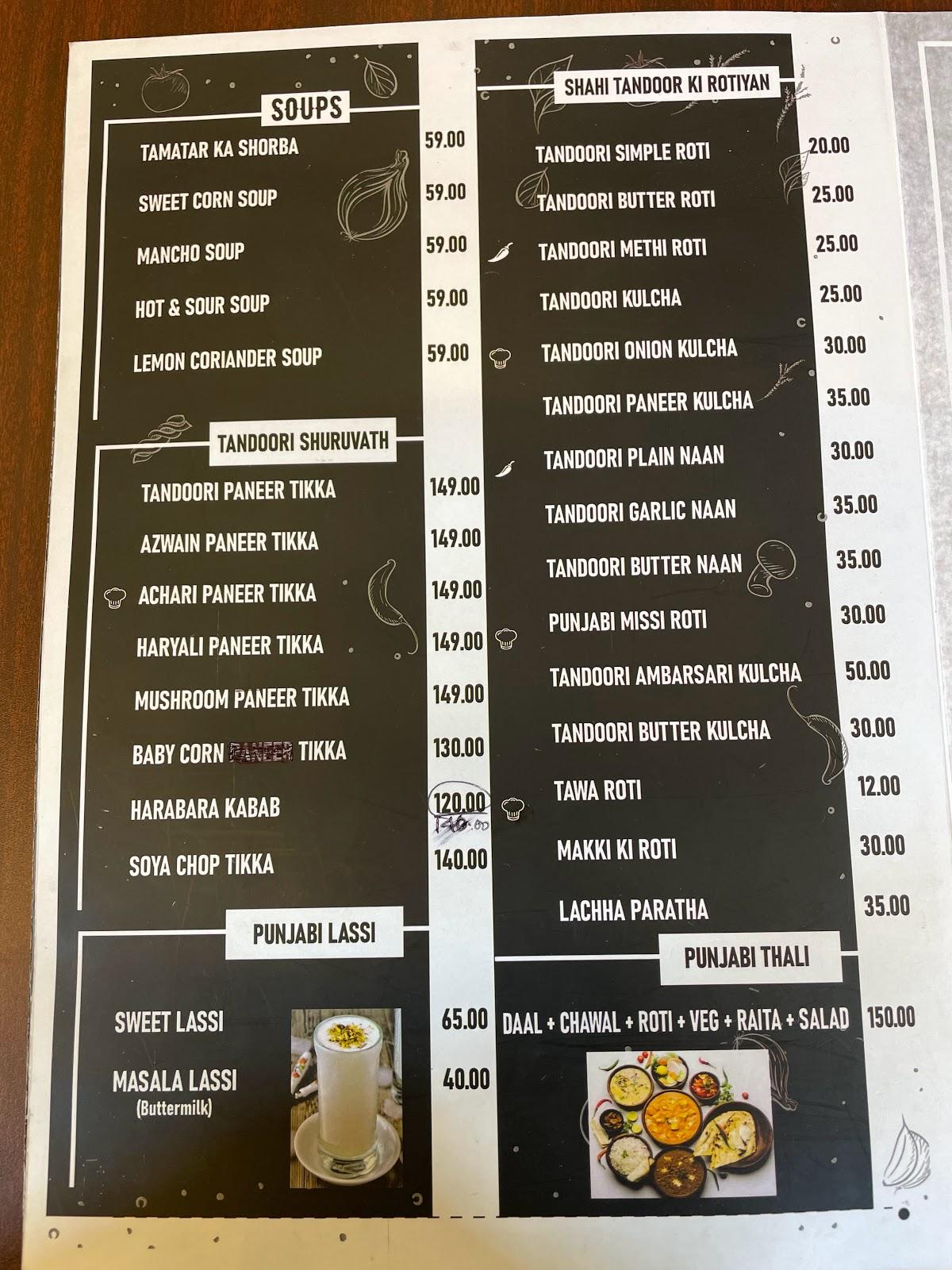 Menu at Aanchal Punjabi cafe, Bengaluru