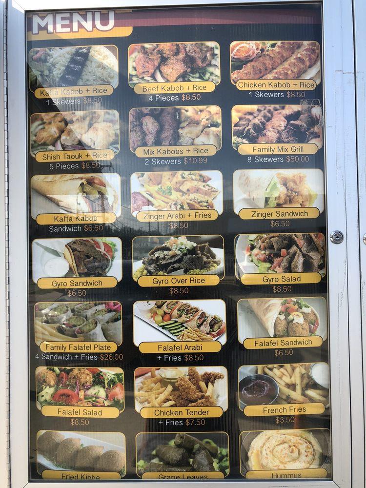 Menu at Abu Omar Halal restaurant, San Antonio, UTSA Boulevard