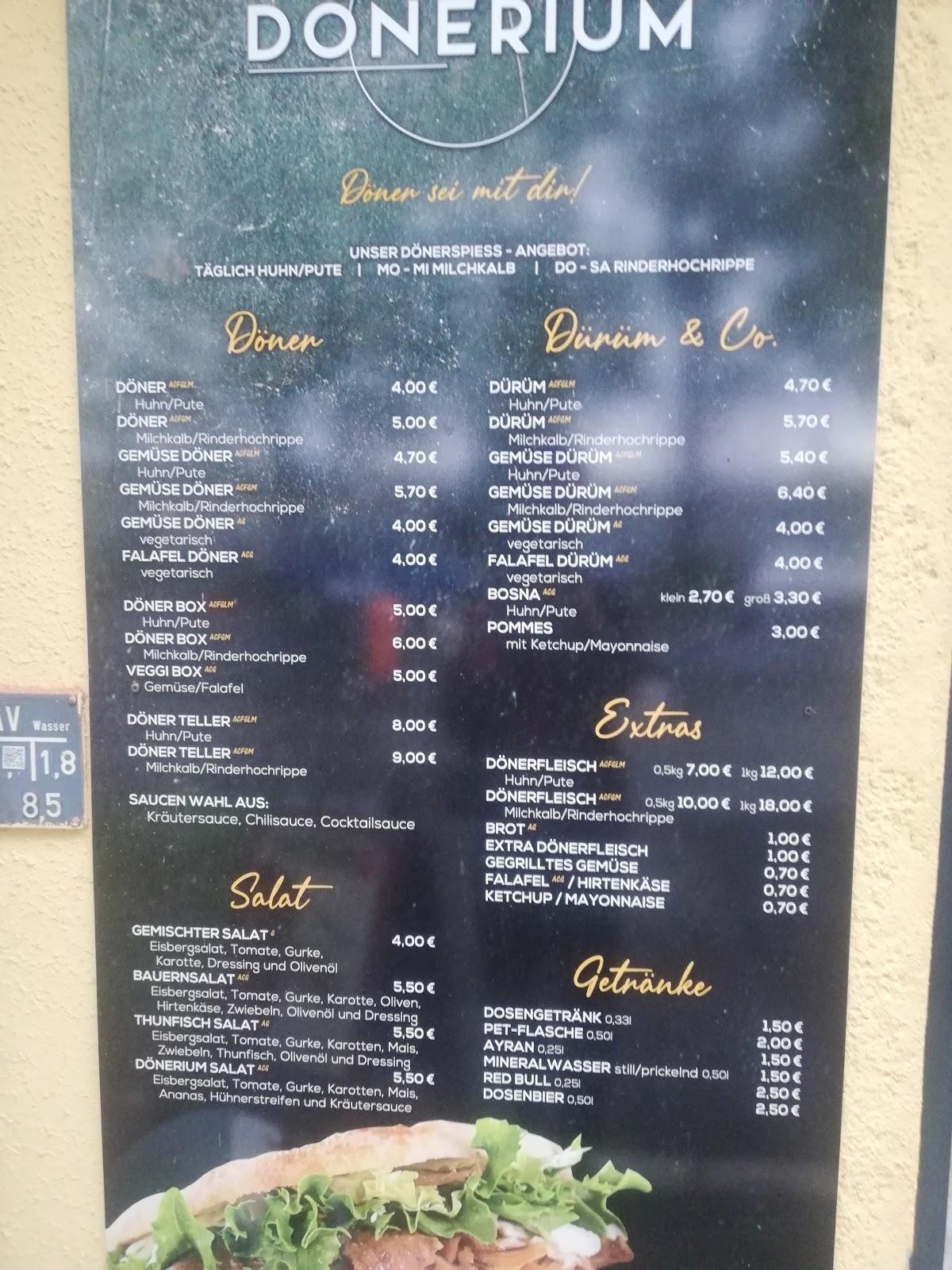 Speisekarte von Dönerium, Linz