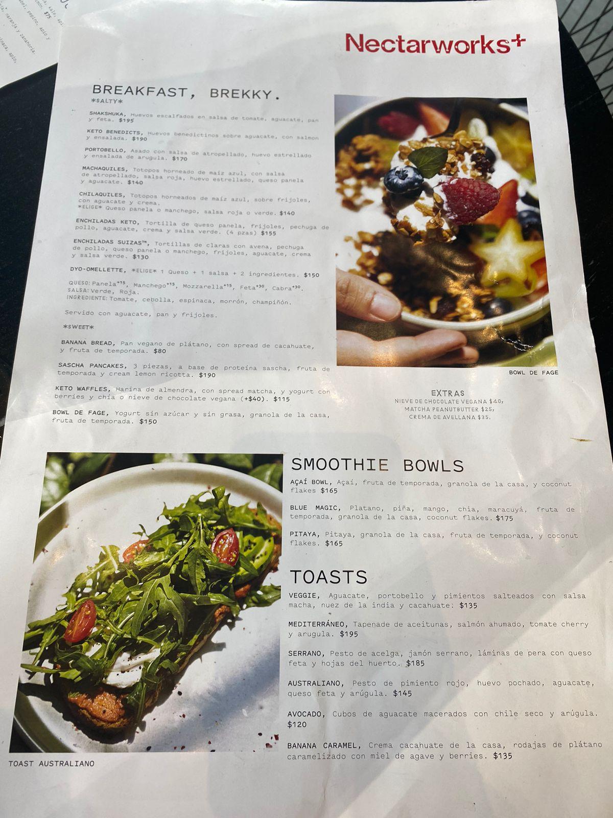 Menu at Nectarworks + Arboleda restaurant, San Pedro Garza García
