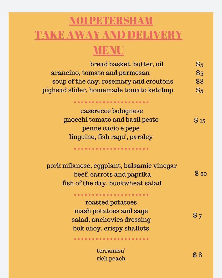 Menu at Noi restaurant, Petersham