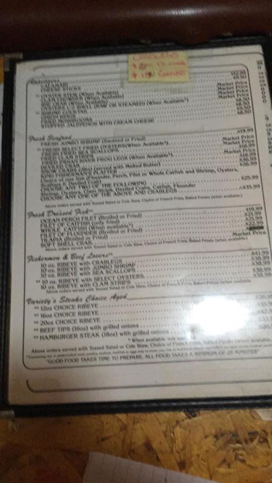 Menu at Variety Restaurant, Aiken