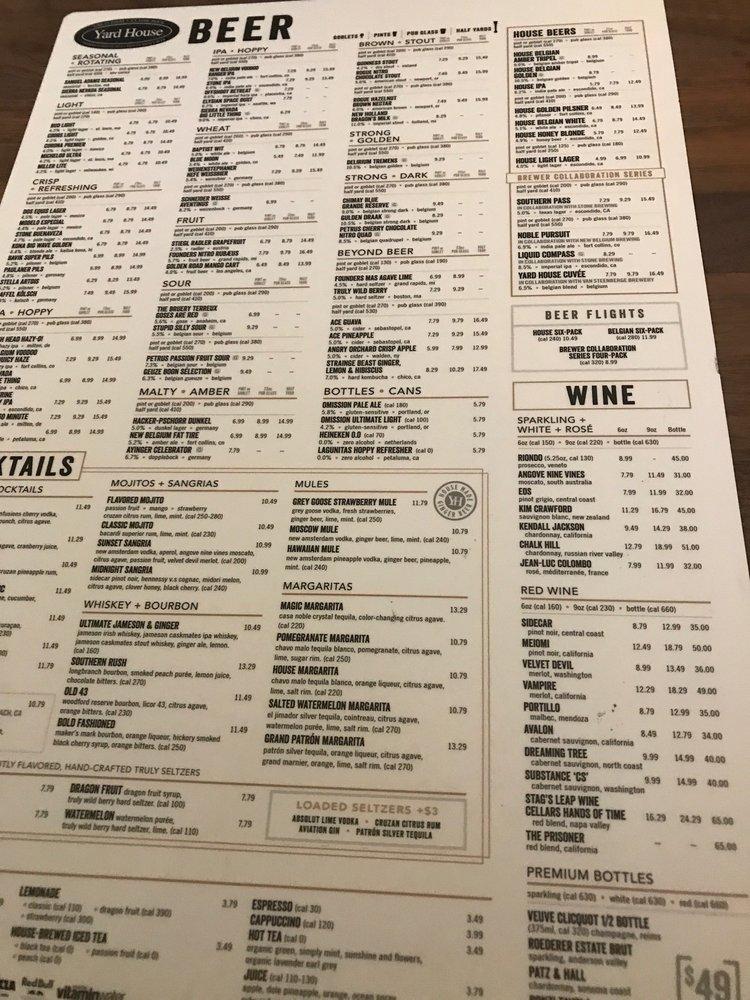 Menu at Yard House pub & bar, Wayne