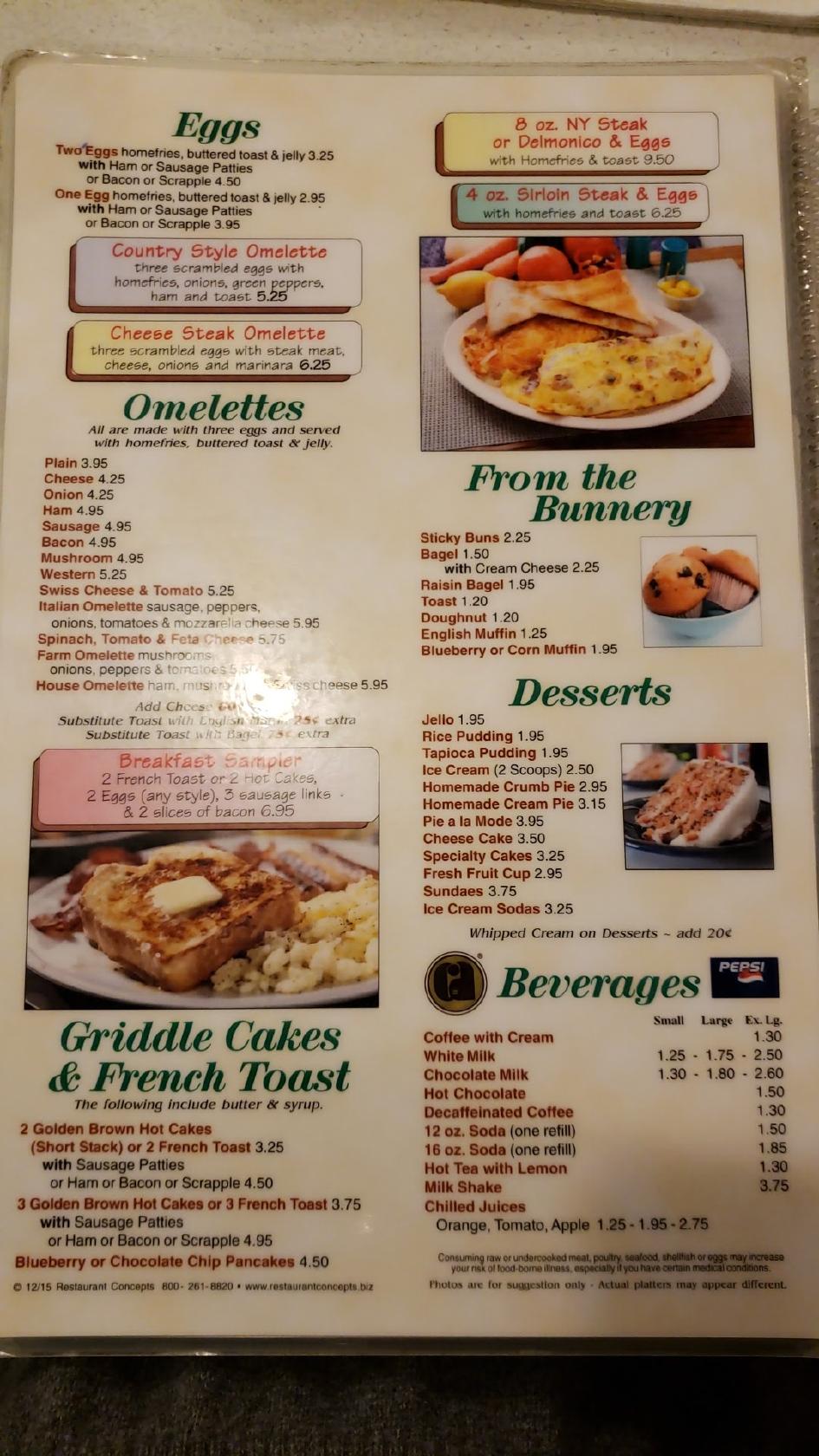 Menu at Golden Gate Diner restaurant, Allentown