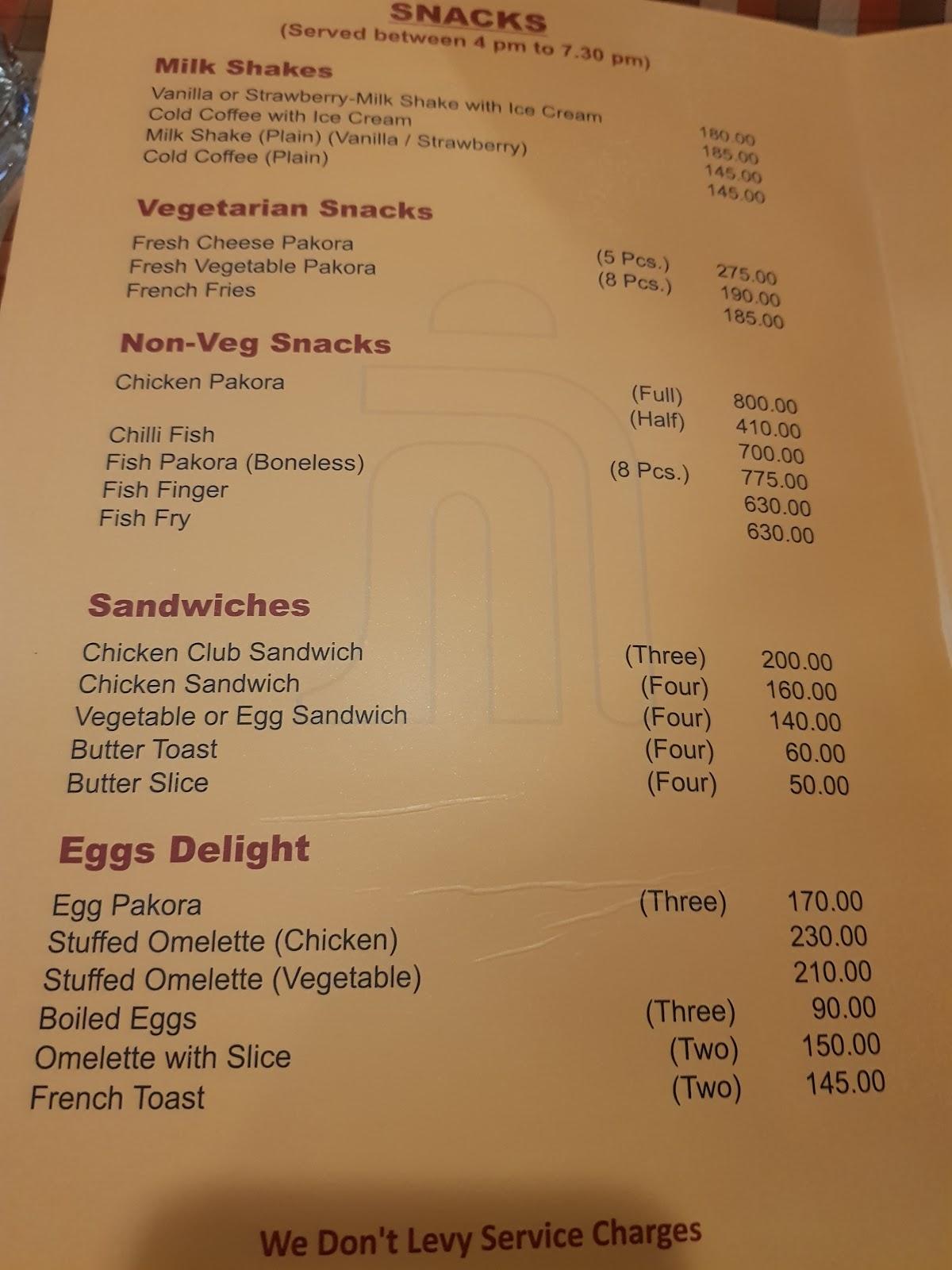 Menu at New Minar, New Delhi, M-65