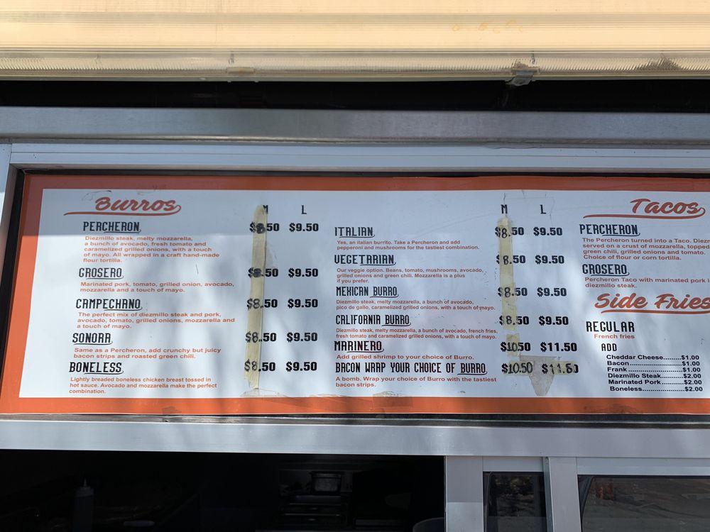 Menu at Percheron Mexican Grill restaurant, Tucson, S 12th Ave