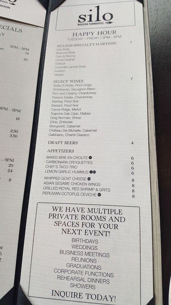 Menu at Silo Modern Farmhouse restaurant, Lenexa