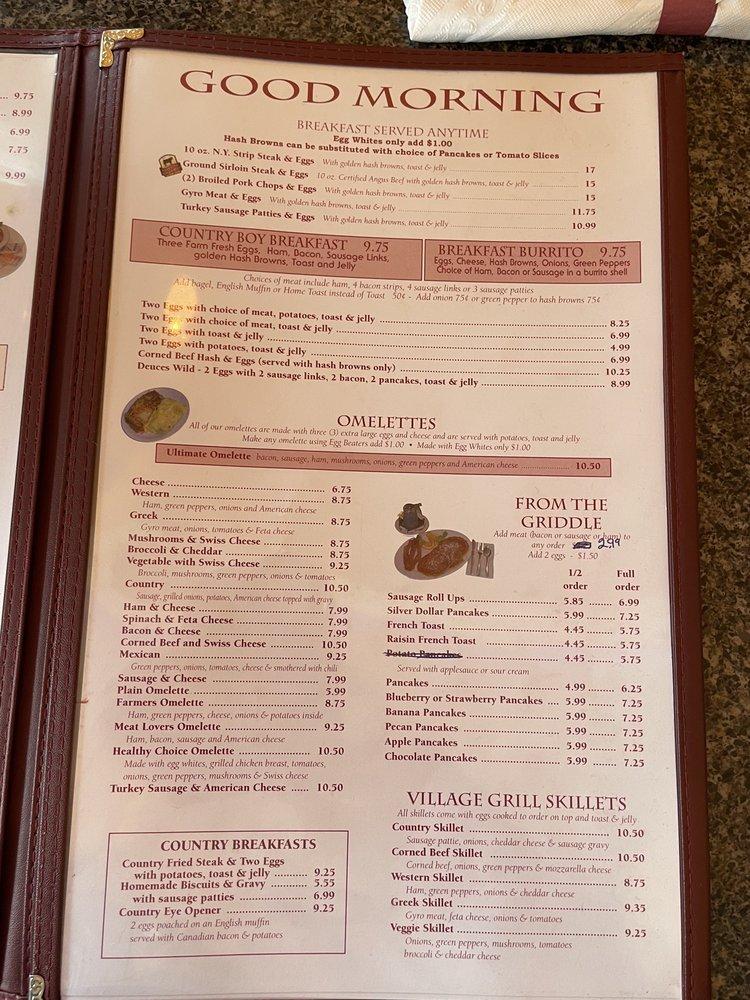 Menu at Village Grill of Farmington Hills restaurant, Farmington Hills ...