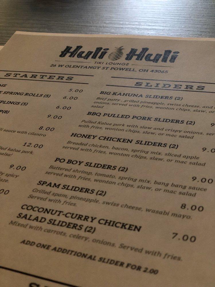 Menu at Huli Huli Tiki Lounge pub & bar, Powell