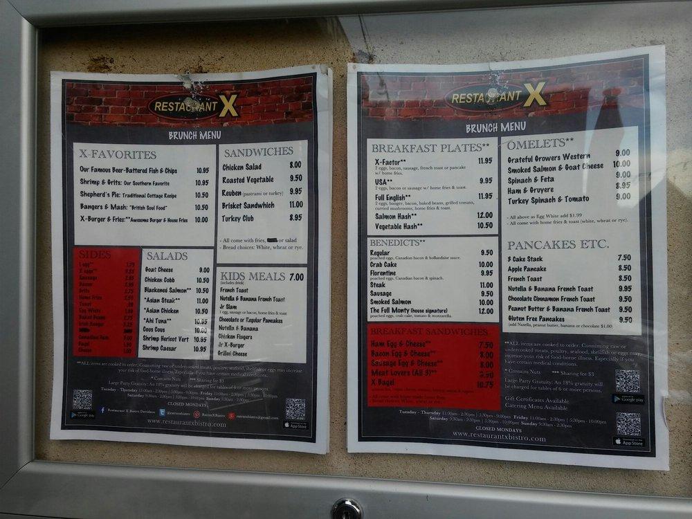 Menu at Restaurant X, Davidson