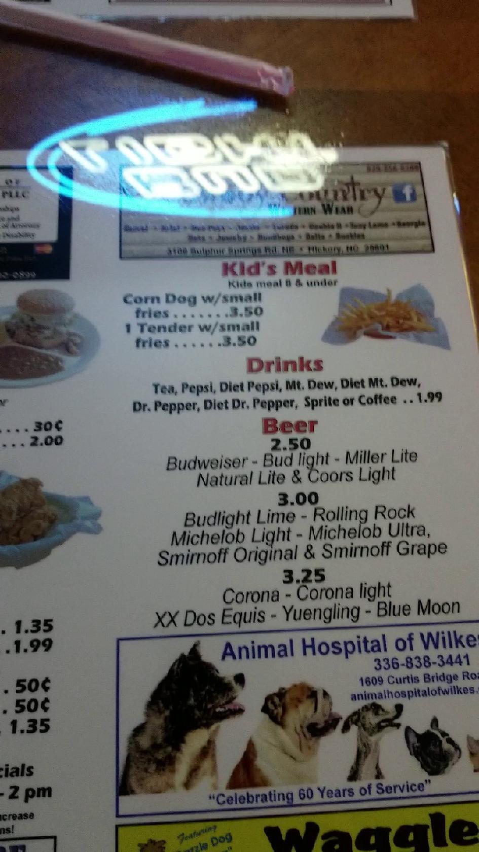 Menu at Teds Famous Kickin' Chicken LLC restaurant, North Wilkesboro