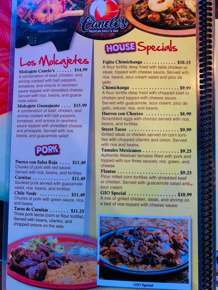 Menu at Canelo's Mexican Grill and Bar, Clinton